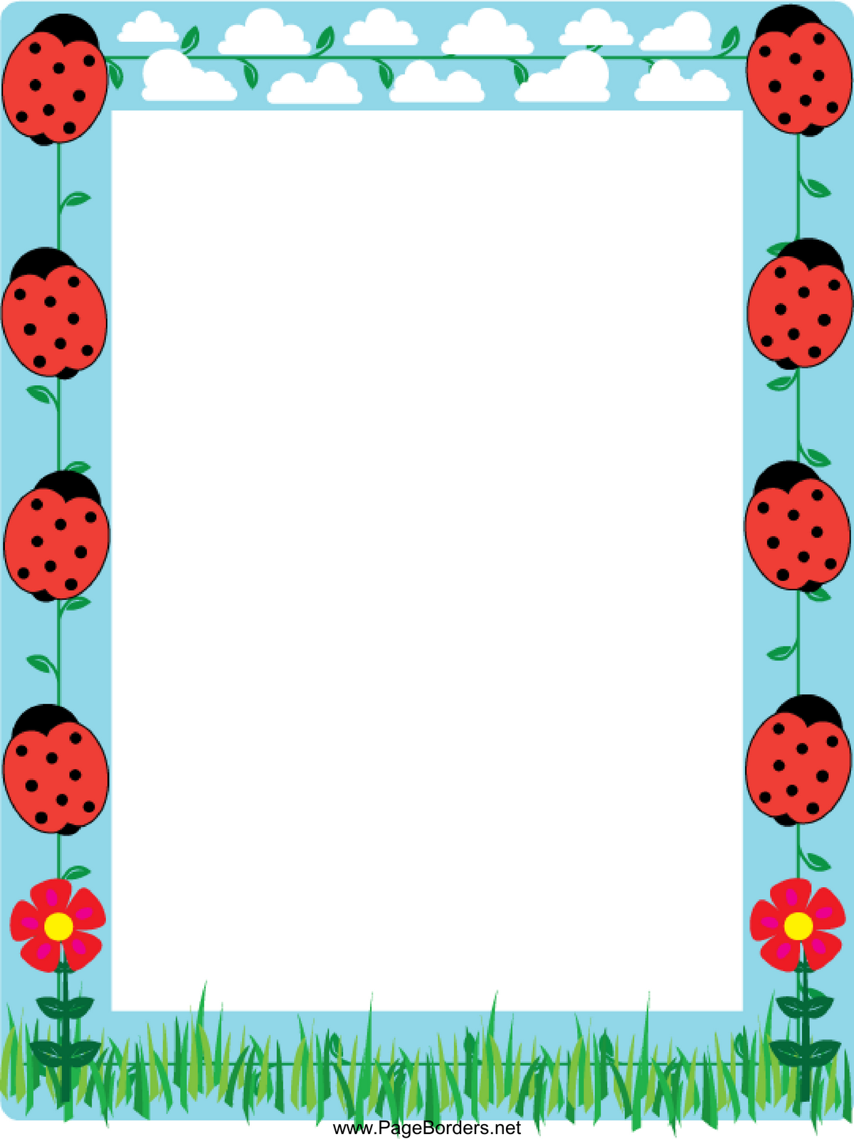 Ladybug_Border[1].PNG (1200×1600) | Bordas da página, Bordas de ...